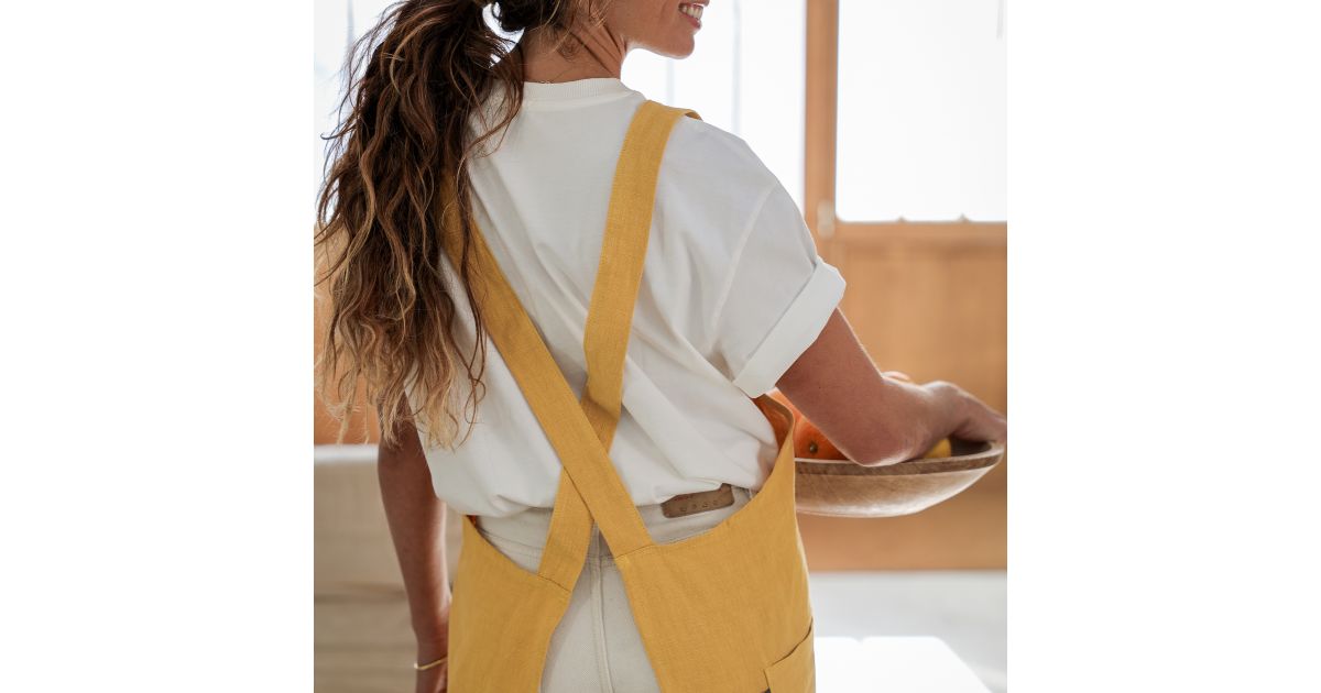 Tablier en lin personnalisable. Tablier de cuisine personnalisé